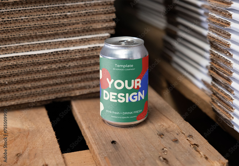 Mockup of customizable beer can, 12 oz Stock Template | Adobe Stock