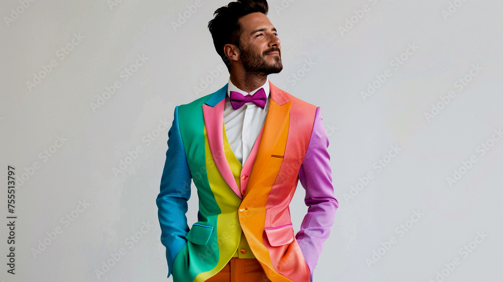 The rainbow suit is associated with LGBTQ+ pride and inclusion. It is a ...