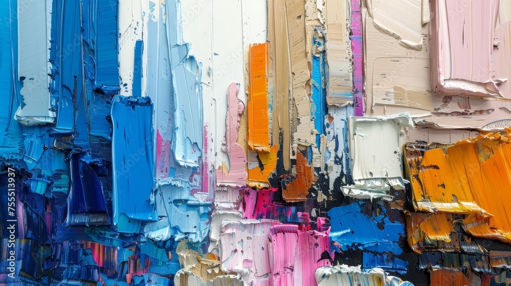 Decorative oil painting with large strokes of paint. Abstract art, wall ...