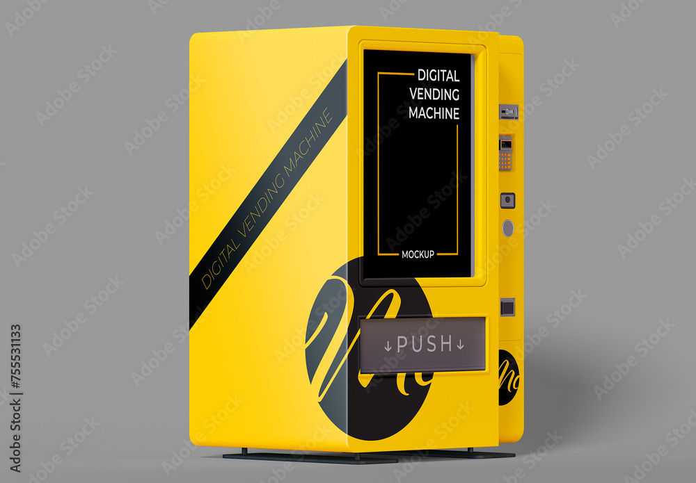 Side View of Digital Vending Machine Mockup Stock Template | Adobe Stock
