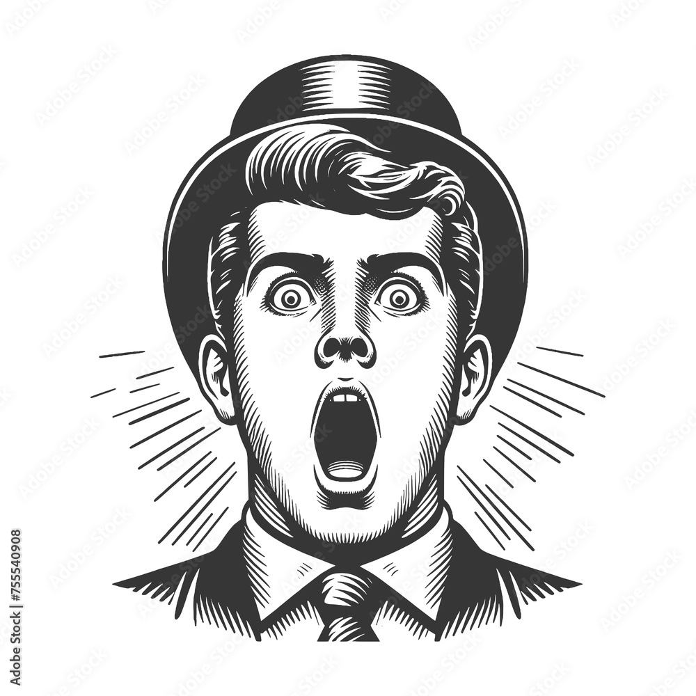 shocked man businessman with a surprised expression, styled in dramatic ...