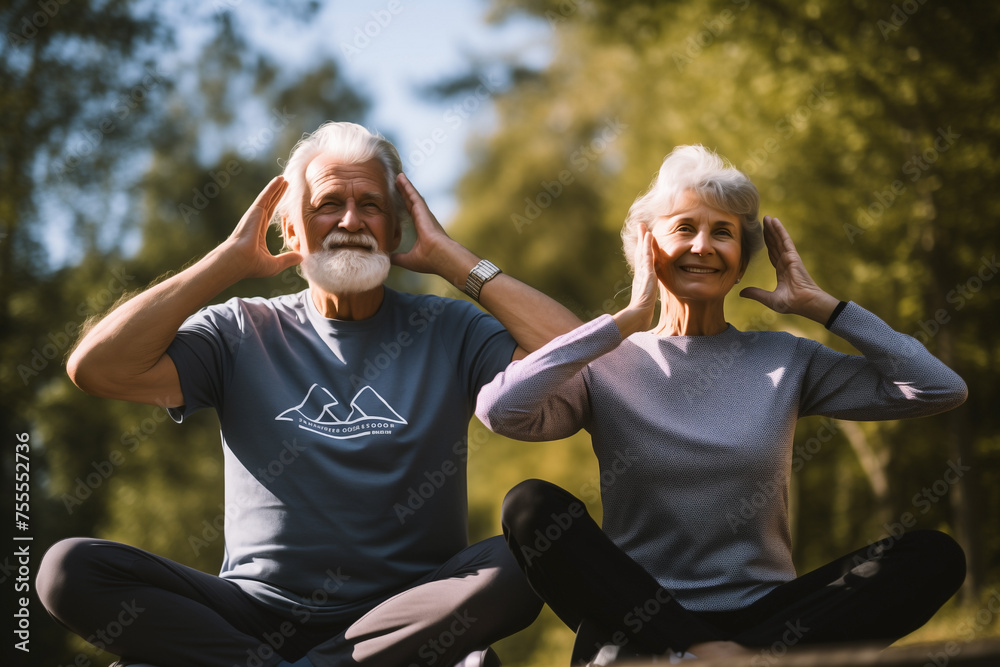 Elderly couple participating in physical and sports activities as part ...