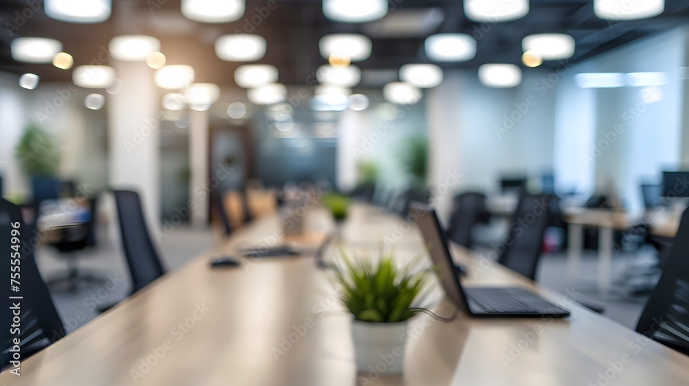 Blurred office space. Abstract bokeh office interior background for ...