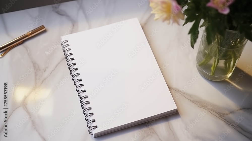 Bloc note blanc sur fond blanc. Mock-up. Papier, cahier, business ...