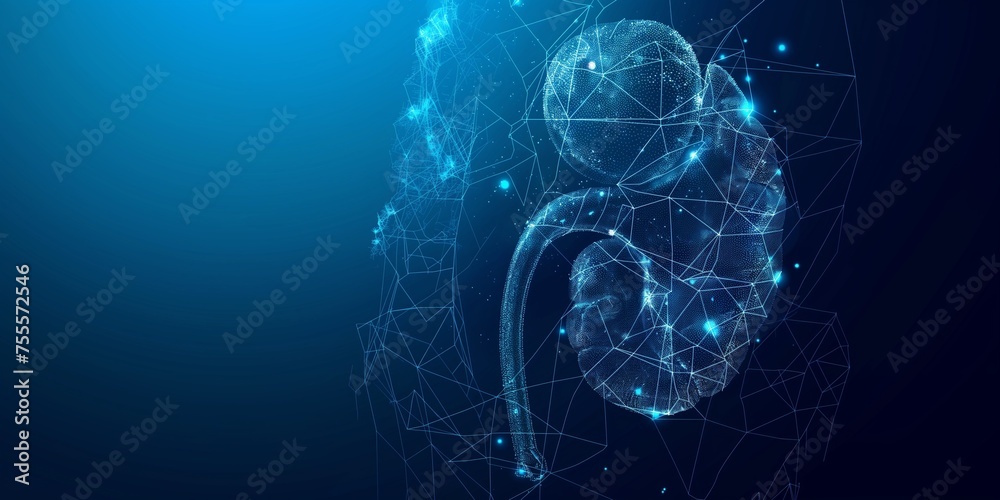 An abstract representation of the kidney's polygonal organ against a ...