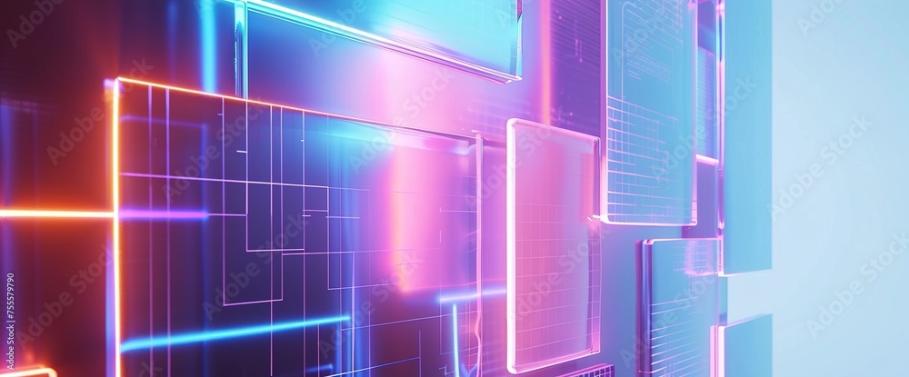 A futuristic 3D mockup of a digital screen displaying a customizable ...