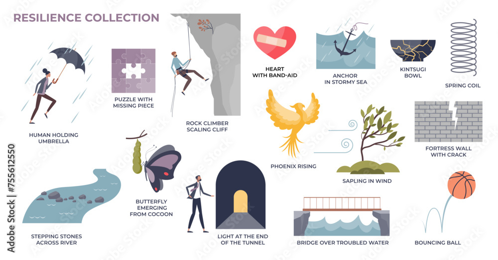 Resilience and business challenges with obstacles tiny person ...