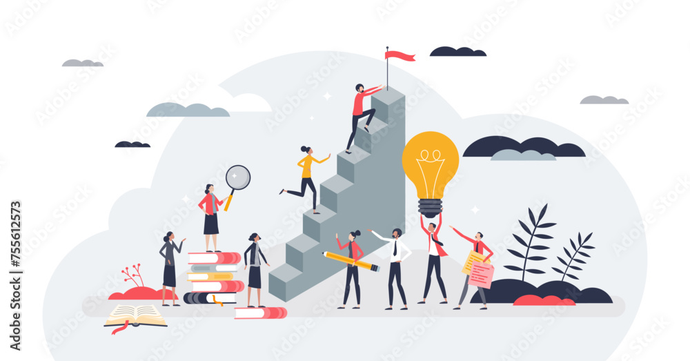 Personal growth and progress with potential success tiny person concept ...