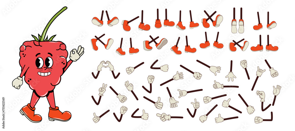 Set and collection of arms and legs in poses for characters in groove ...