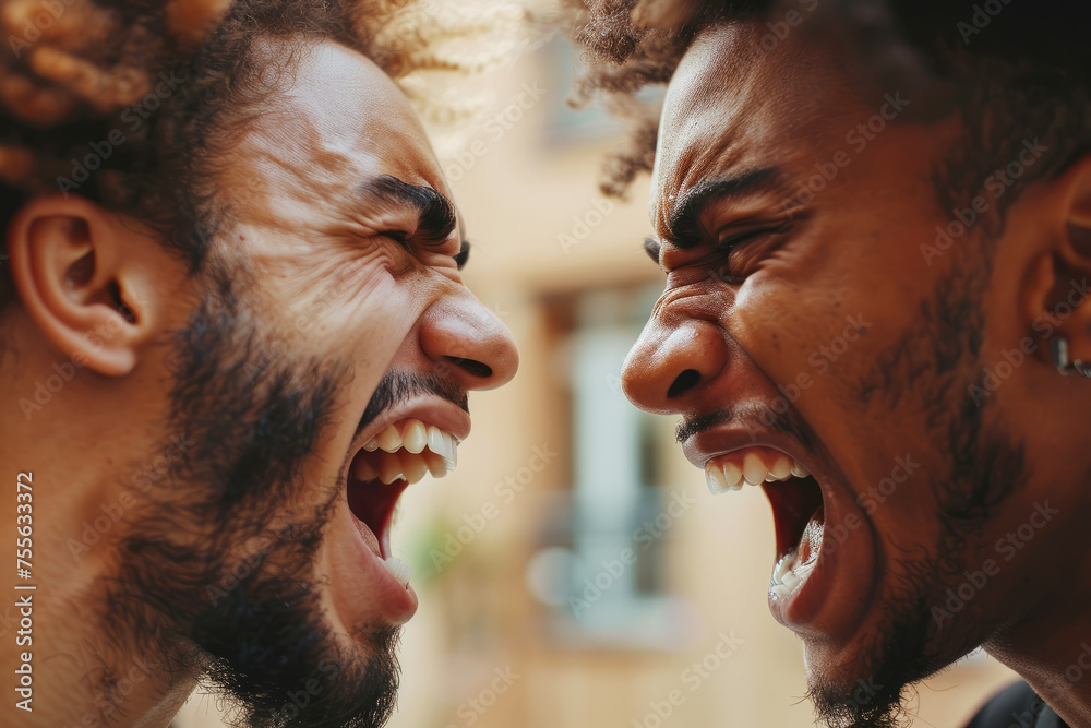 Two men are in a fight, one of them wearing glasses. The man on the ...