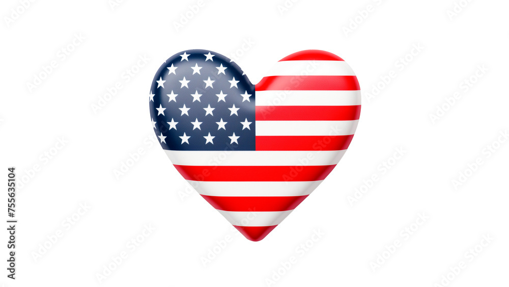Heart shape in American flag cut out. Isolated US flag in heart shape ...