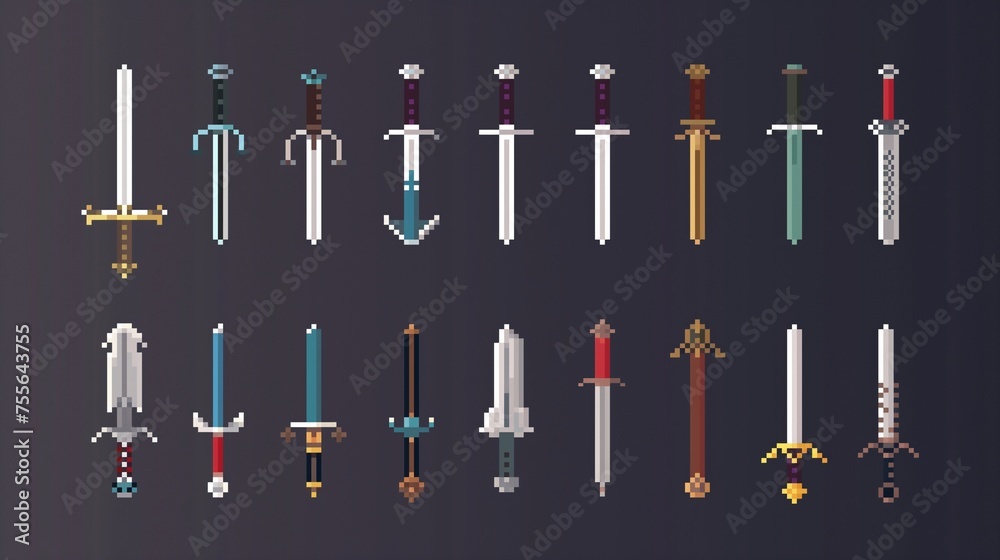 (18) icons. 8-Bit Blade of Nostalgia: A Pixel Art (Retro Style) Swords ...