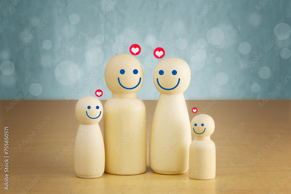 wooden figures of family members, Family relationship symbols, A warm ...