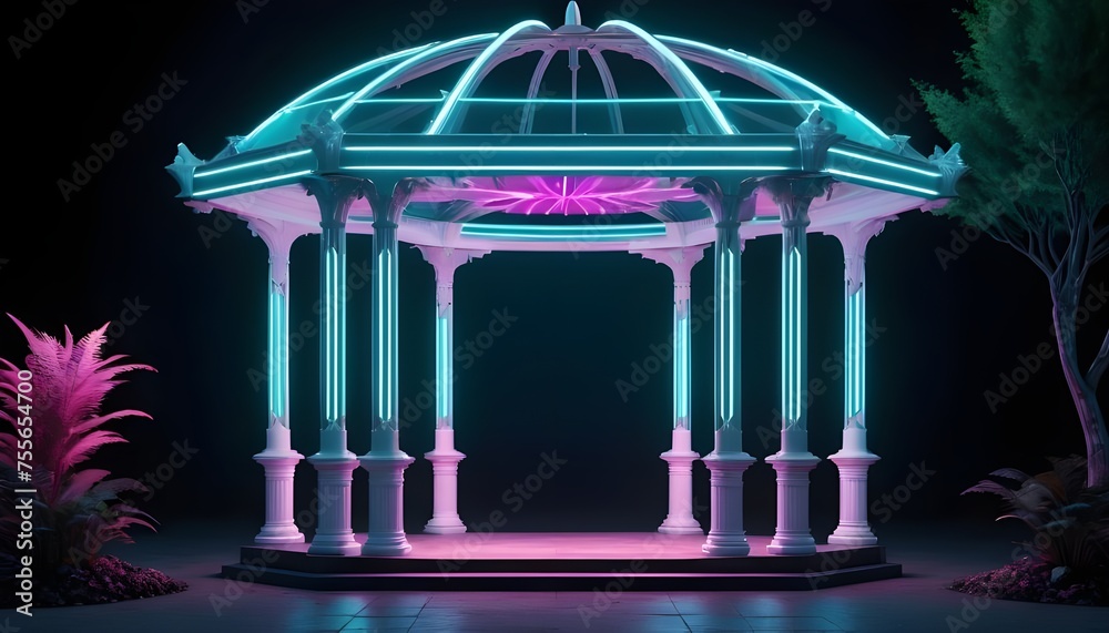 An elegant open-air white canopy gazebo with 4 pillars and open ...