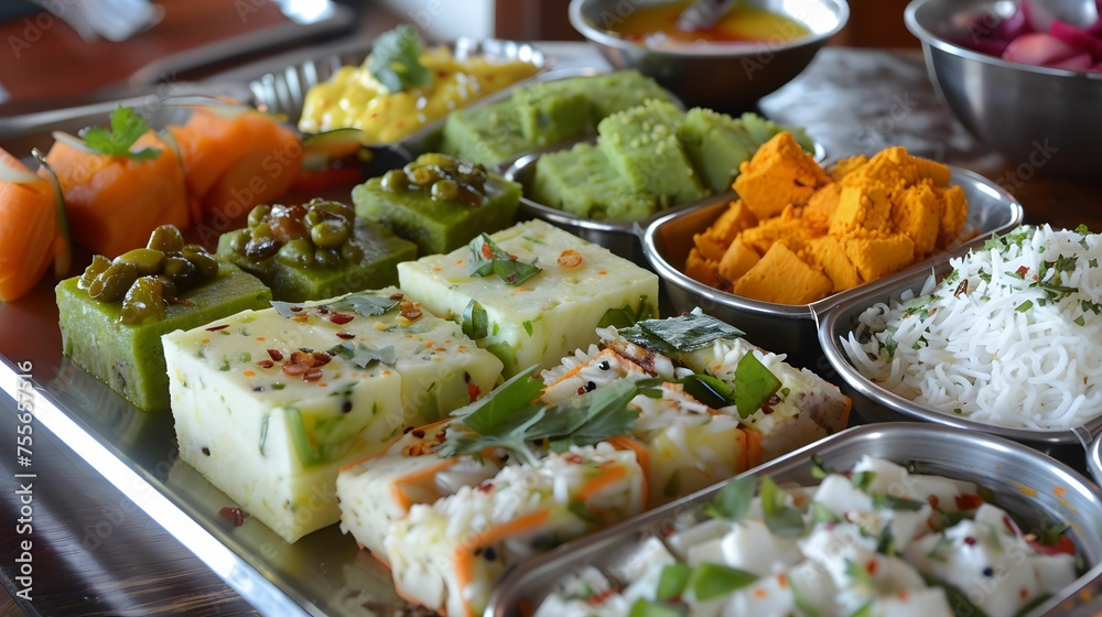 Gujarati snack platter dhokla khandvi and more light and flavorful ...