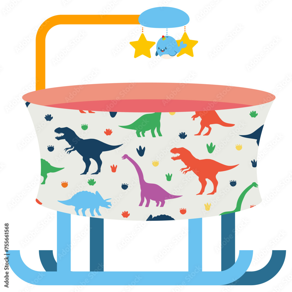 Baby bedside sleeper vector cartoon illustration isolated on a white ...