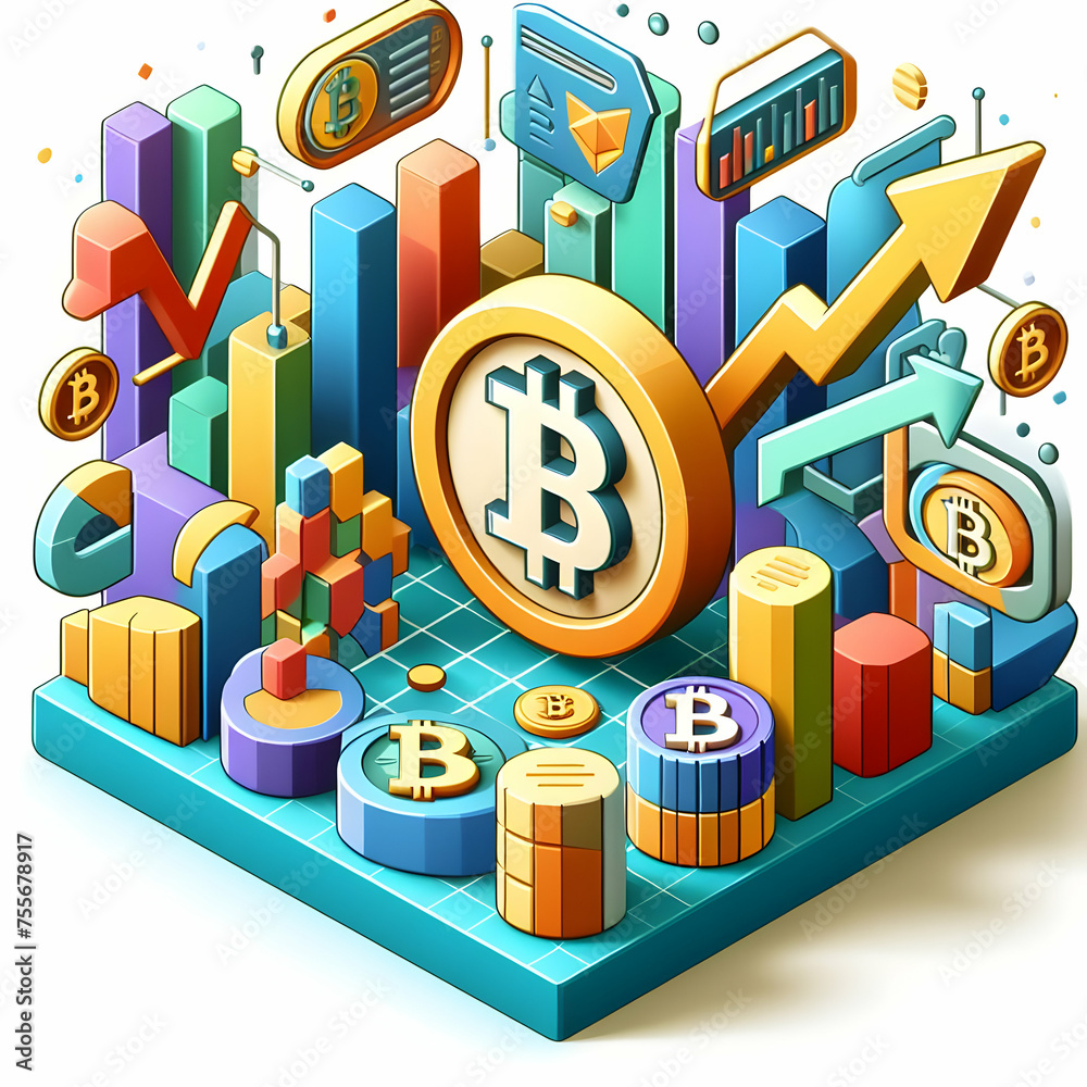 investment Crytocurrency concept A digital collage of market chart ...