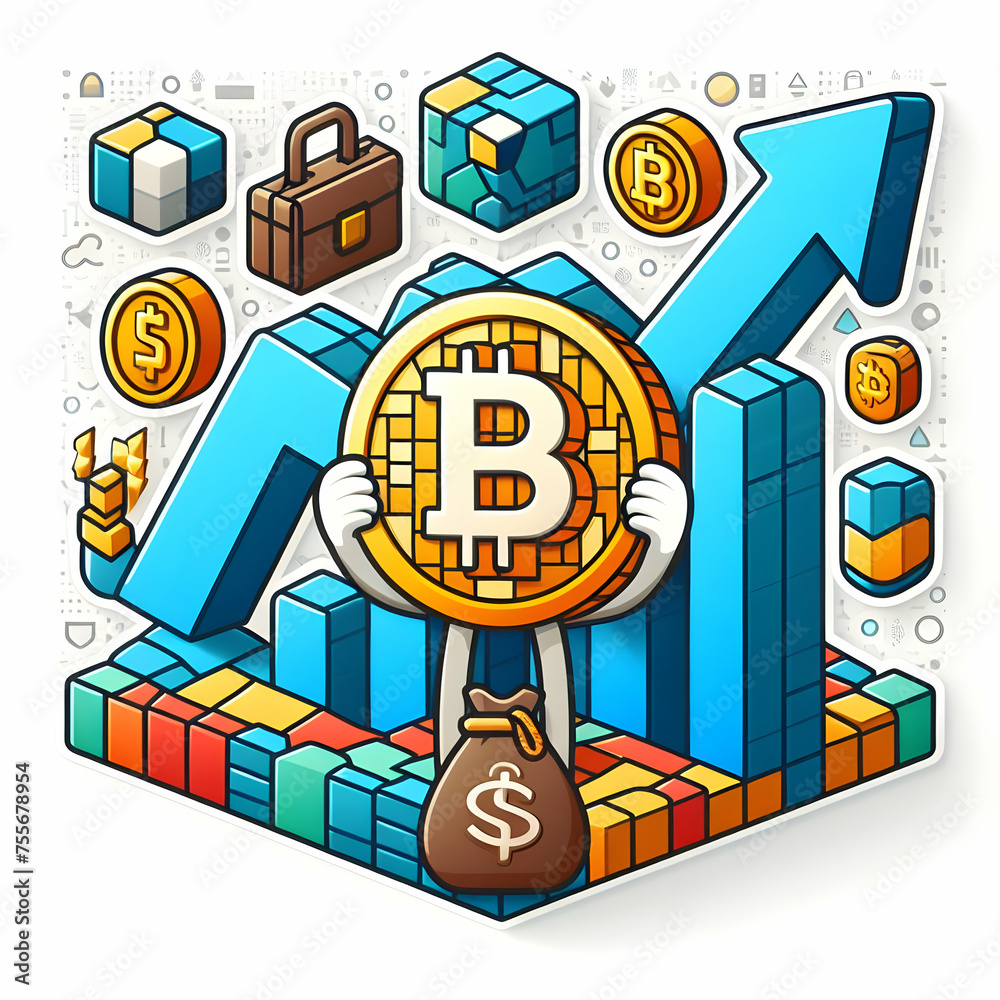 investment Crytocurrency concept A digital collage of market chart ...