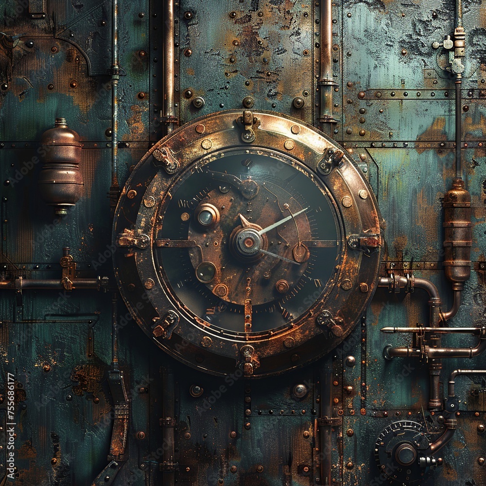 clock background, generative, ai, machine, mechanical, blue, gold, gear ...