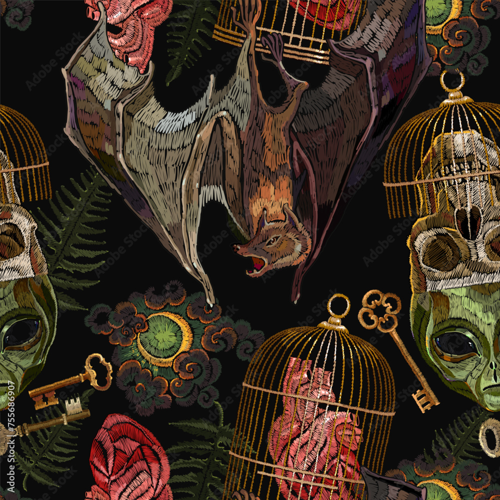 Occult and esoteric background. Black magic illustration. Alien head ...