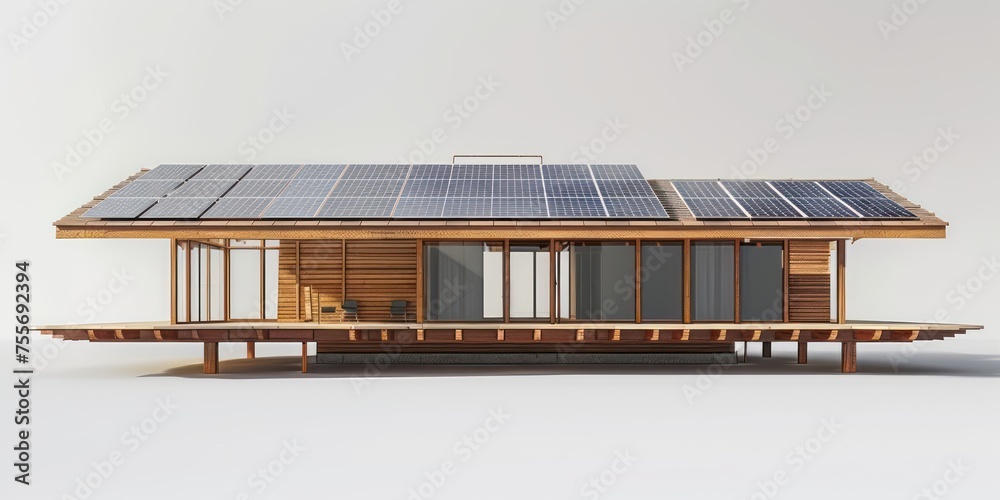 photovoltaic system image with solar panels on the roof of a house and ...