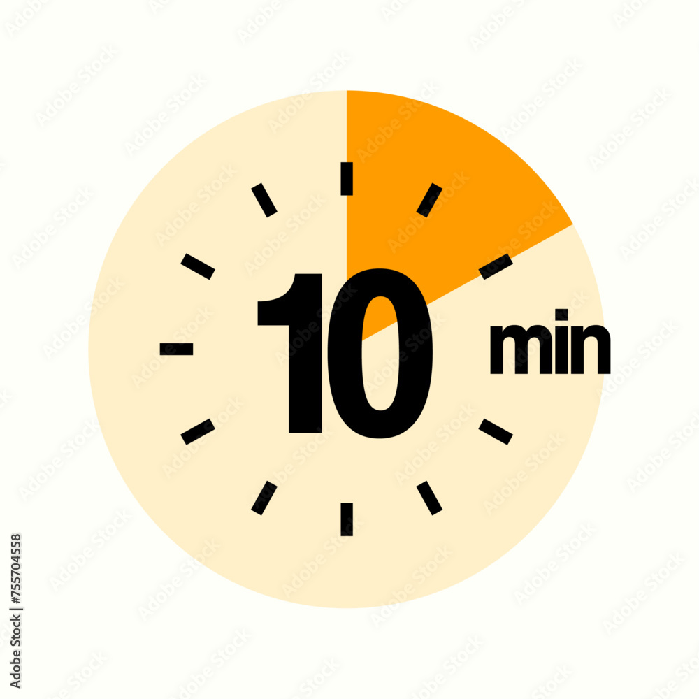10 Minutes Timer Icon, Modern Sans Serif Design. Clock, Stopwatch ...