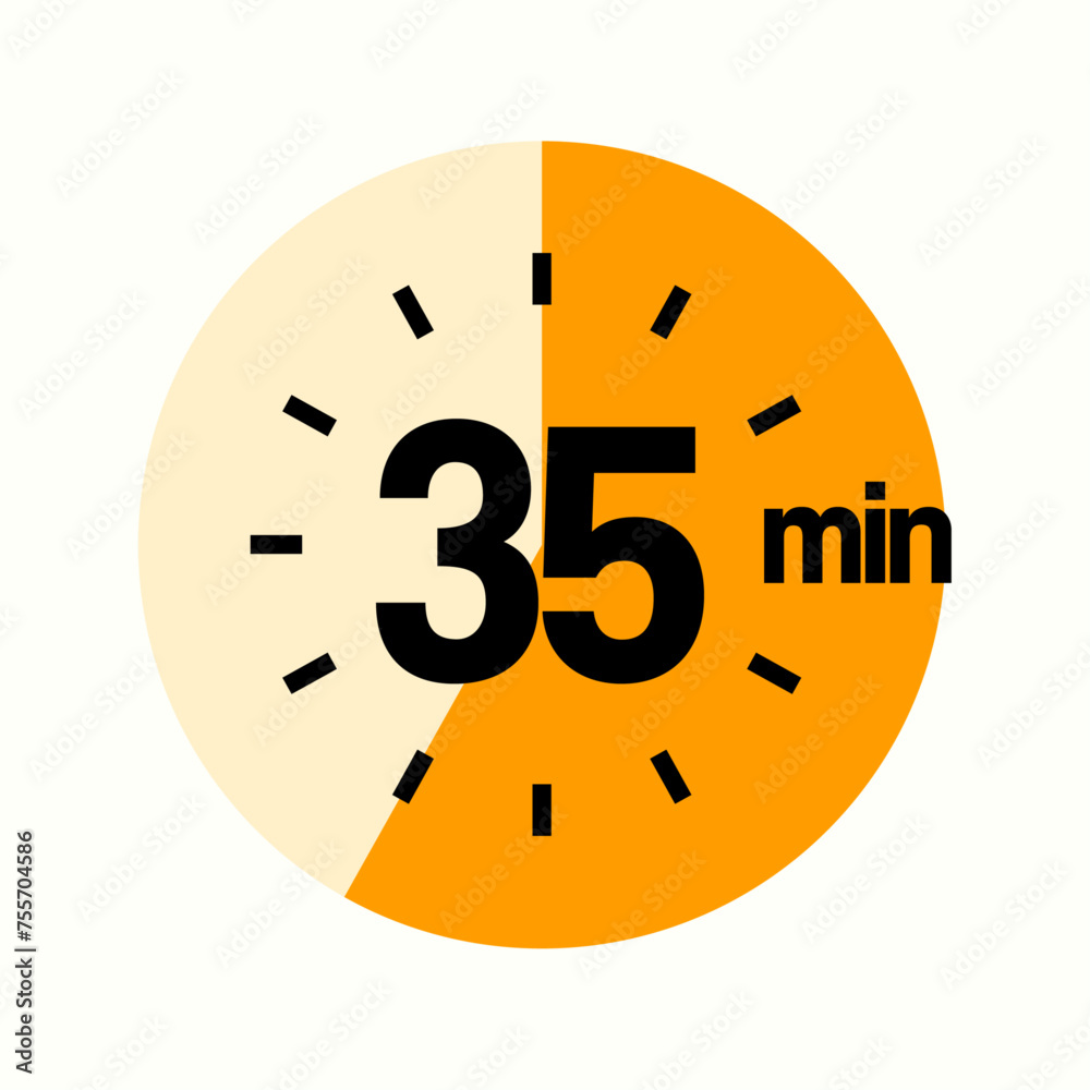 35 Minutes Timer Icon, Modern Sans Serif Design. Clock, Stopwatch ...