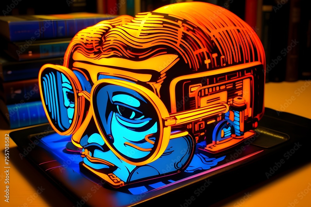 Laser Cut Paper Sculpture of Engineer with Glowing Computer Parts and ...