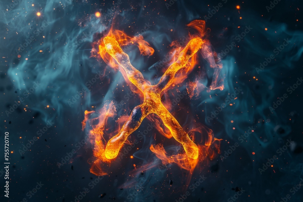 Evil disease atom molecule in the shape of the letter X in the style of ...