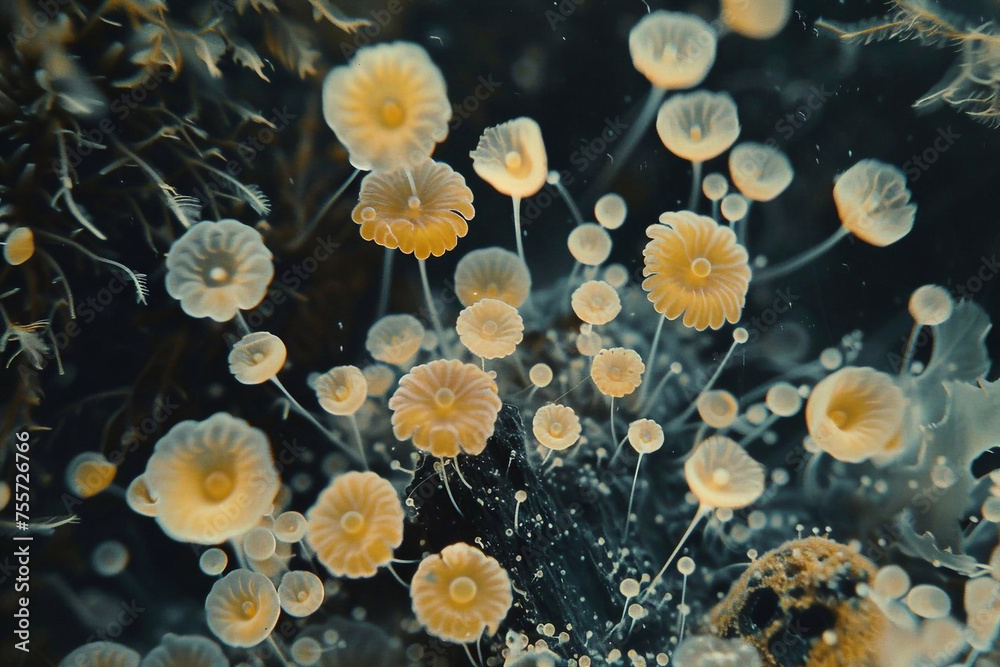 Fungal Growth and Spore Release, Exploring Microscopic Realms. Stock ...