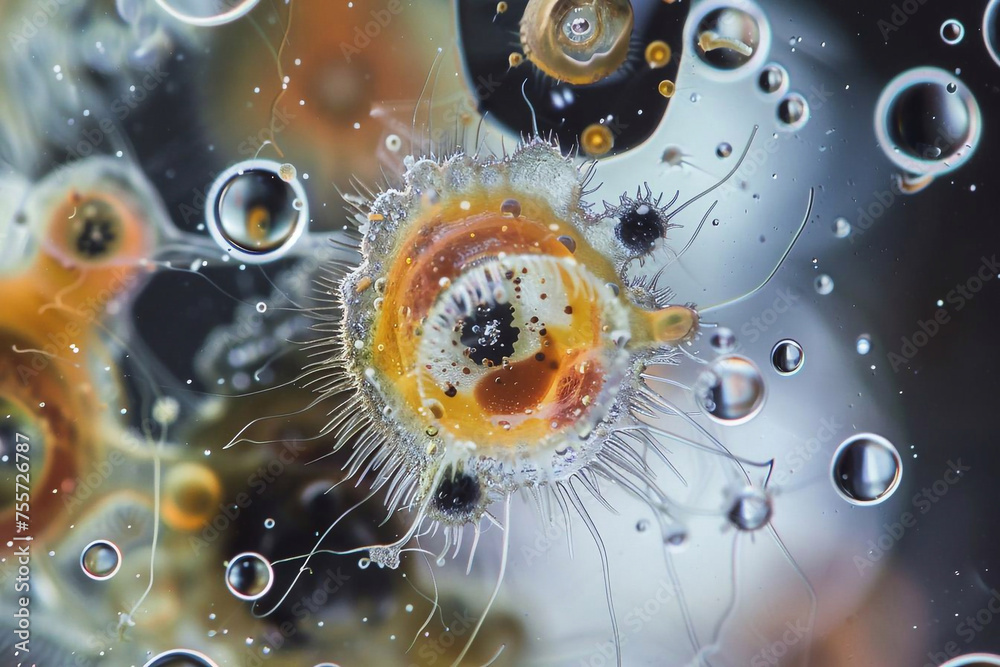 Fungal Growth and Spore Release, Exploring Microscopic Realms. Stock ...