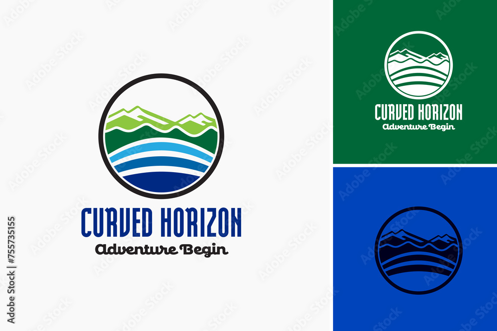 Curved Horizon Landscape logo: A serene landscape with a curved horizon ...