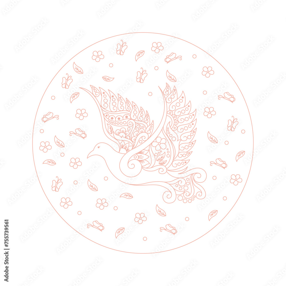 Beautiful garuda wisnu bird illustration with intricate patterns on ...