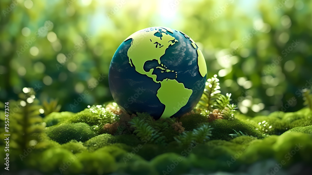 The green earth in the middle of the green forest represents nature ...