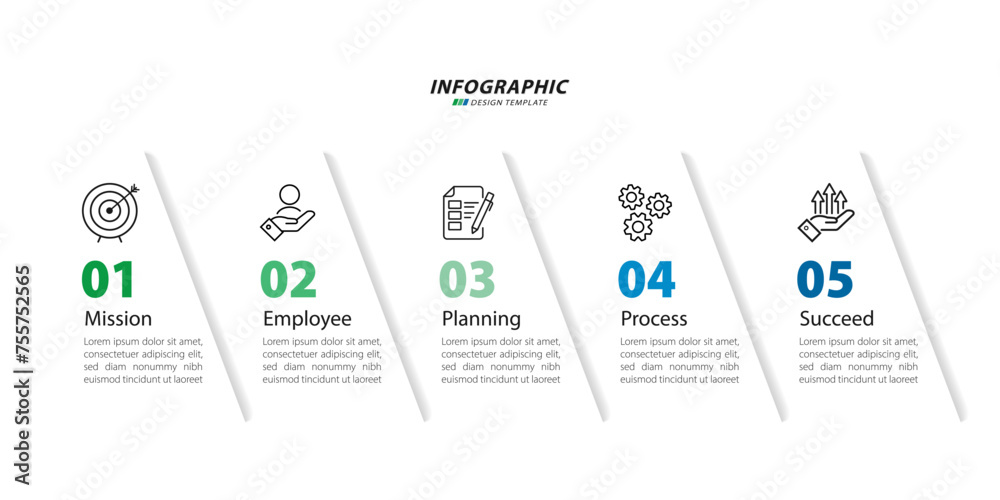 Timeline Creator infographic template. 5 Step timeline journey ...