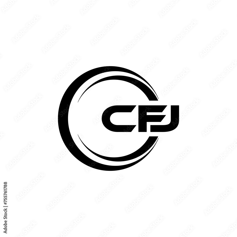 CFJ letter logo design in illustration. Vector logo, calligraphy ...