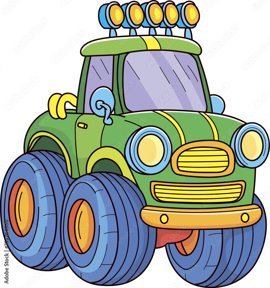Coloring page outline of the cartoon big truck car. Colorful vector ...