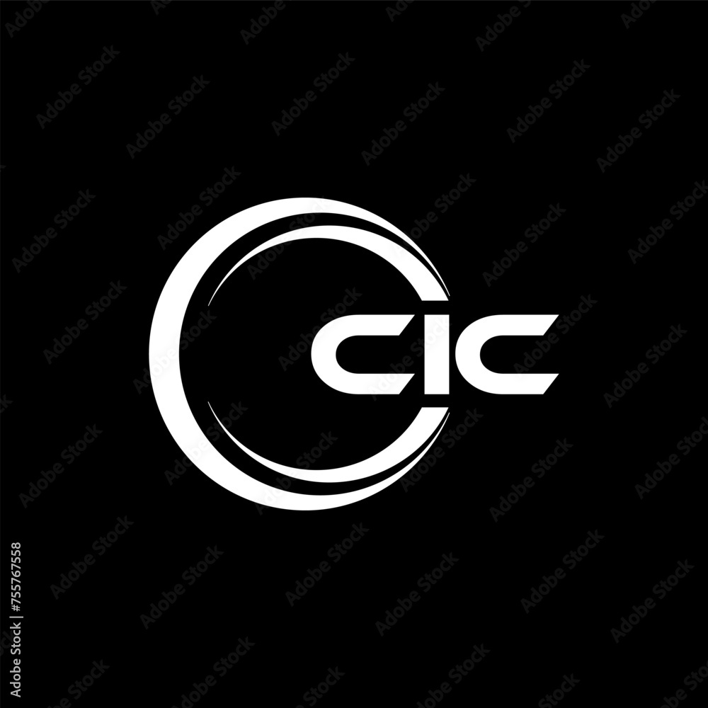 CIC letter logo design with black background in illustrator, cube logo ...