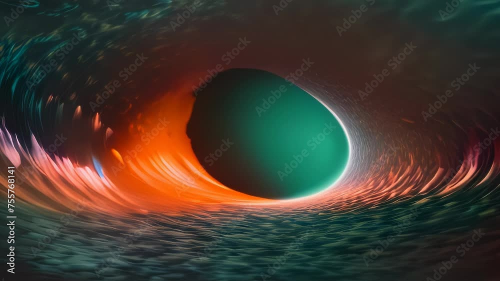 Video animation of wave tunnel with vibrant colors illuminating from ...