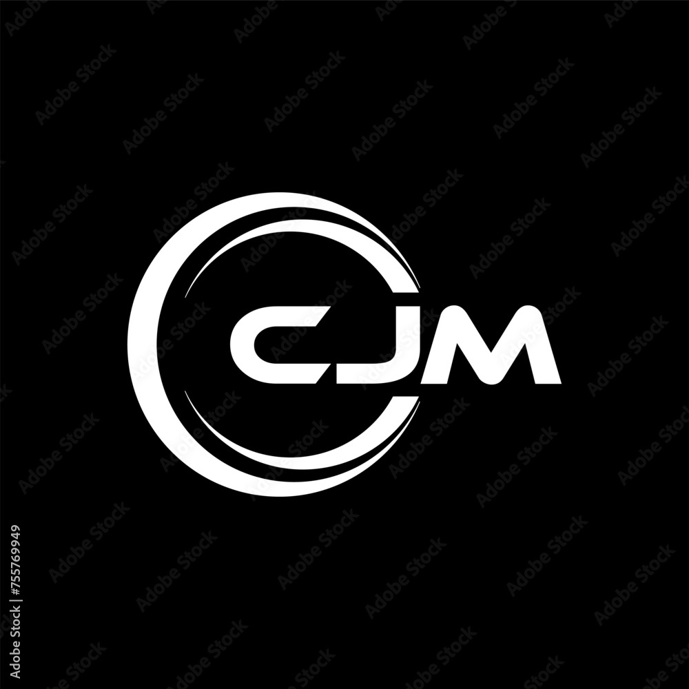 CJM letter logo design with black background in illustrator, cube logo ...