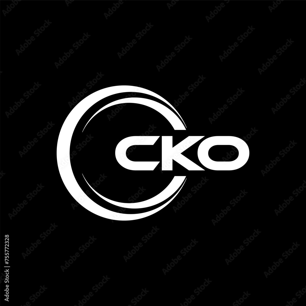 CKO letter logo design with black background in illustrator, cube logo ...