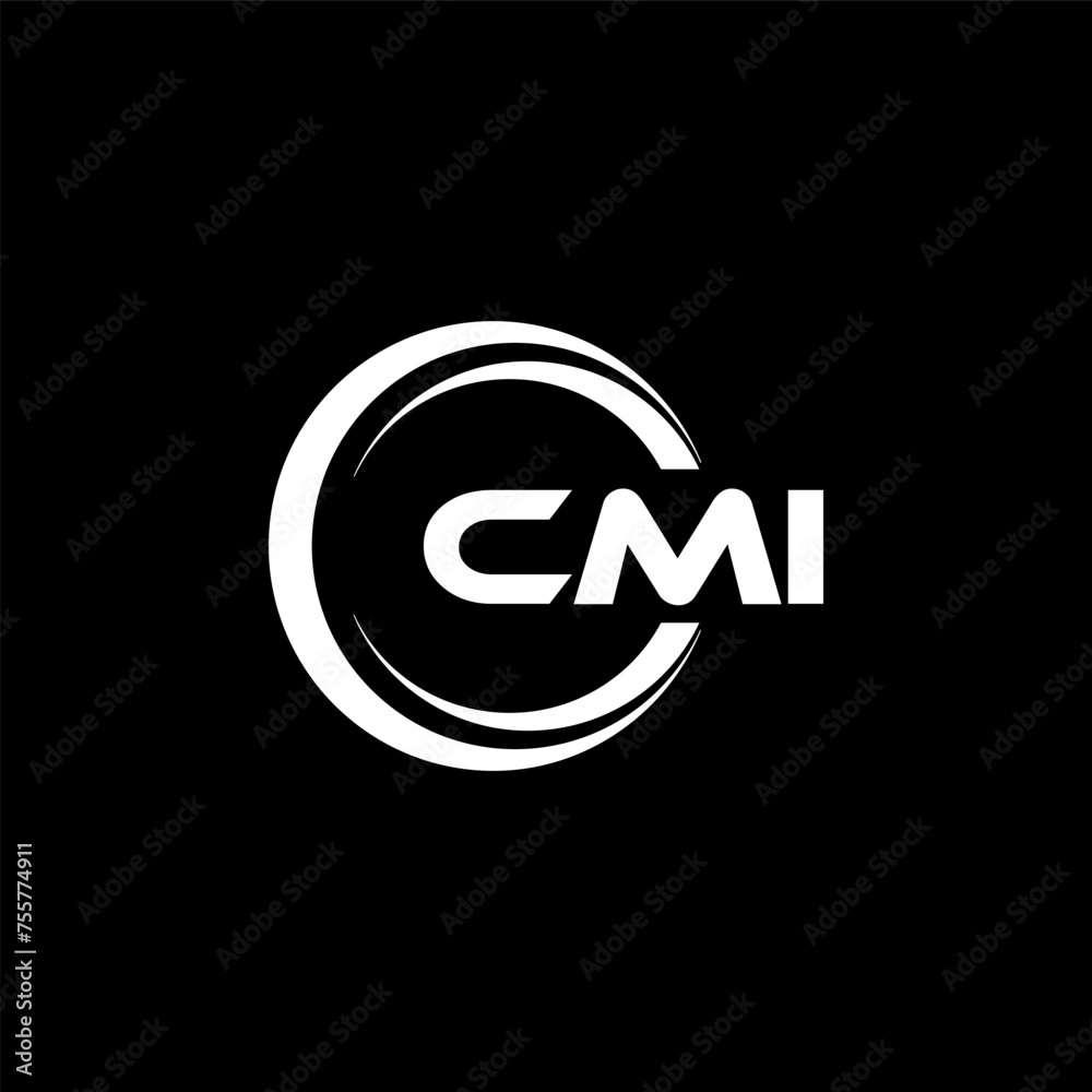 CMI letter logo design in illustration. Vector logo, calligraphy ...