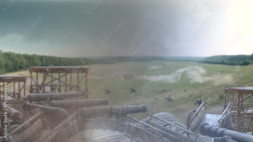 Vidéo Stock background of the battlefield of the Napoleonic army of the ...