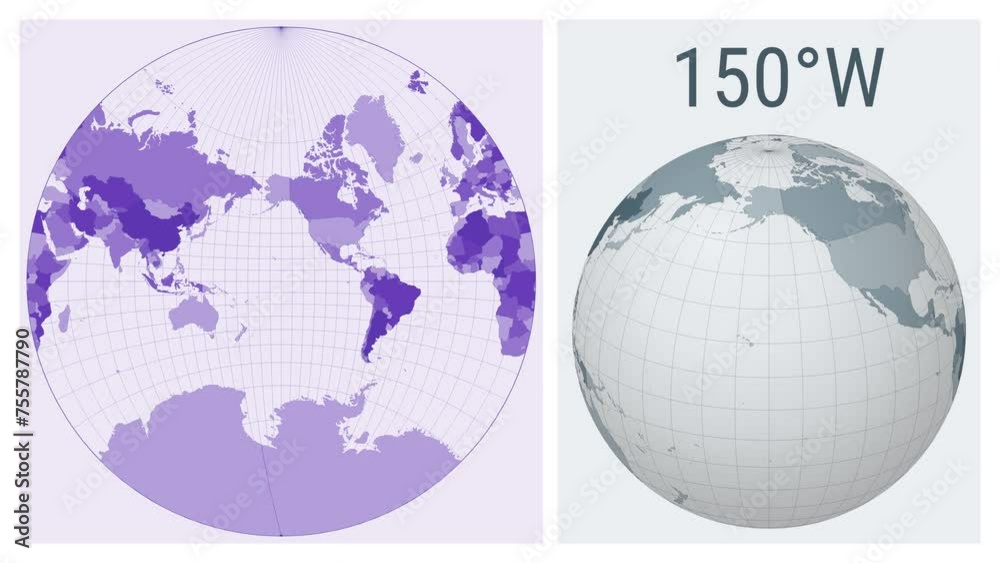 World Map Animation Lagrange Conformal Projection Colored Countries Style Animated World Map