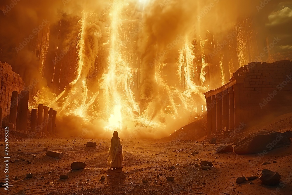Sodom and Gomorrah Destroyed by Fire of Divine Judgment Stock Photo ...