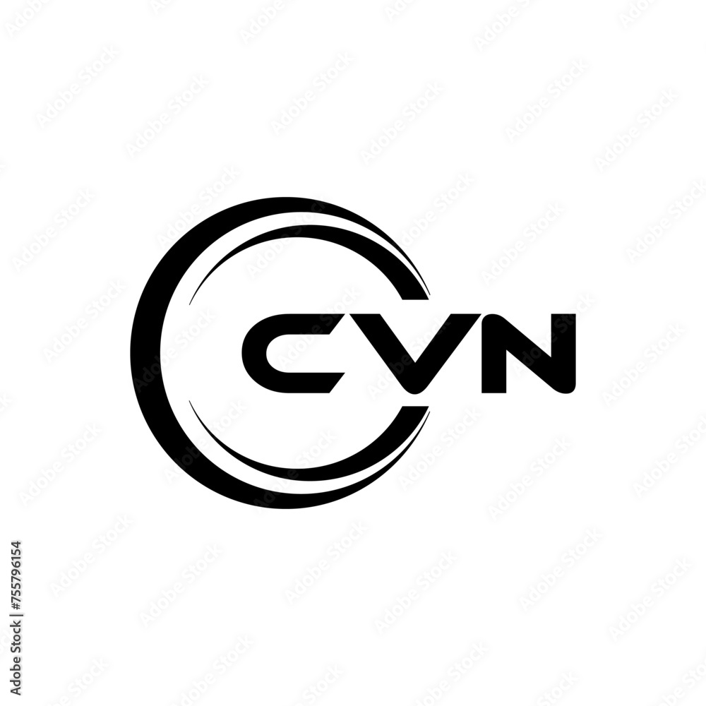 CVN letter logo design with white background in illustrator, cube logo ...