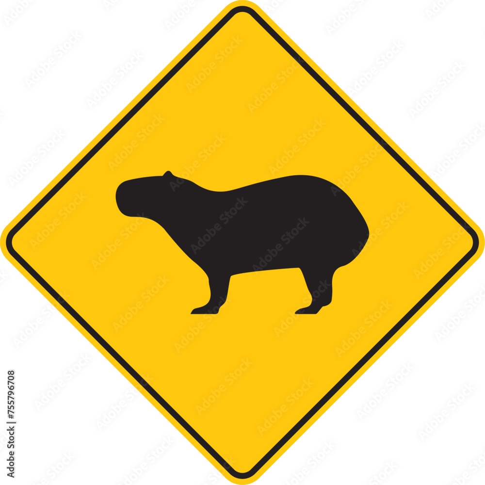 capybara crossing, carpincho in the road, warning sign,Traffic Sign ...