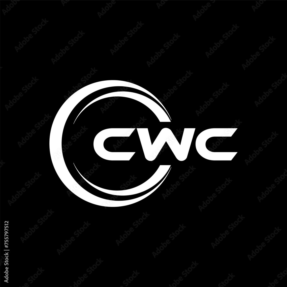 Vettoriale Stock CWC letter logo design with black background in ...