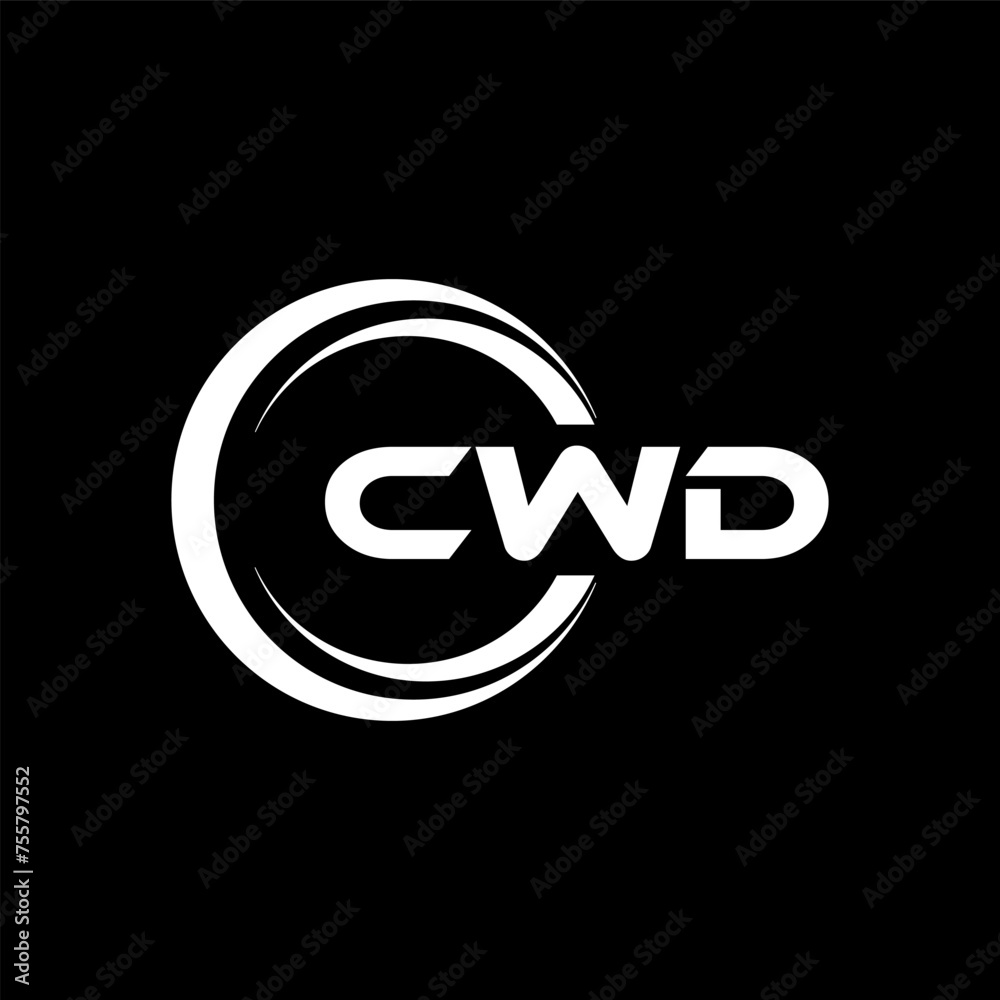 CWD letter logo design with black background in illustrator, cube logo ...