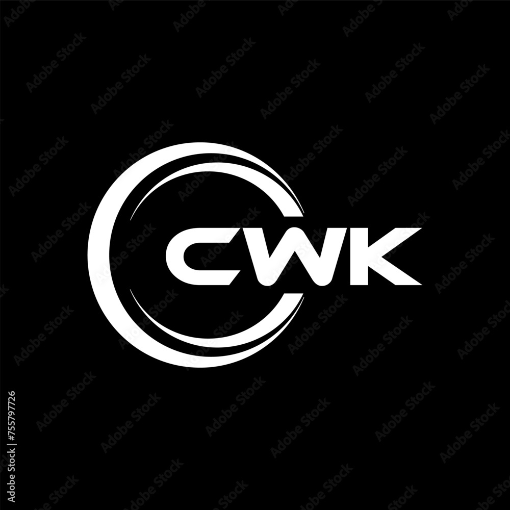 CWK letter logo design with black background in illustrator, cube logo ...